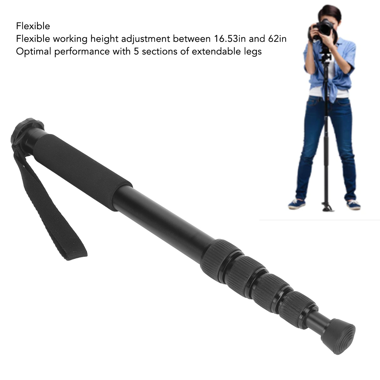 P285A 62in 5 Sections Monopod Safety Stretchable Light Weight 1/4 In ...