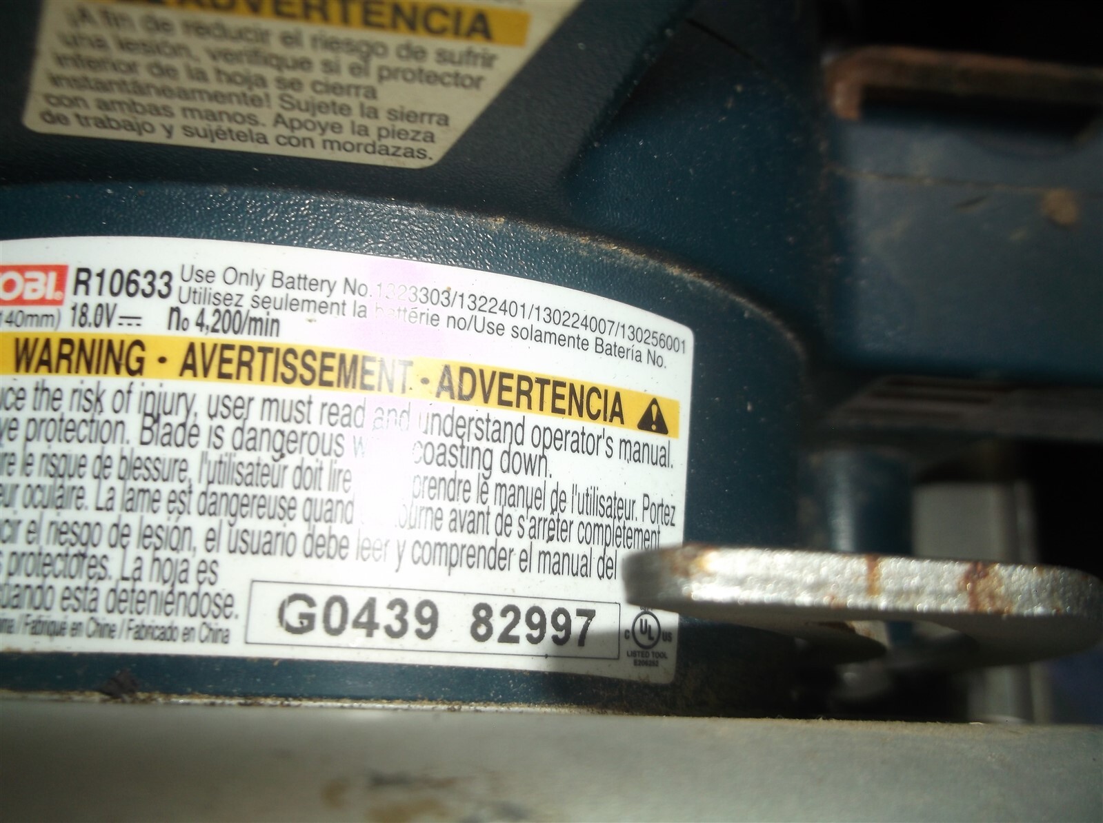 Ryobi R10633 Cordless Circular Saw Tool 18v 5 1/2" Only G0439 82997 | eBay