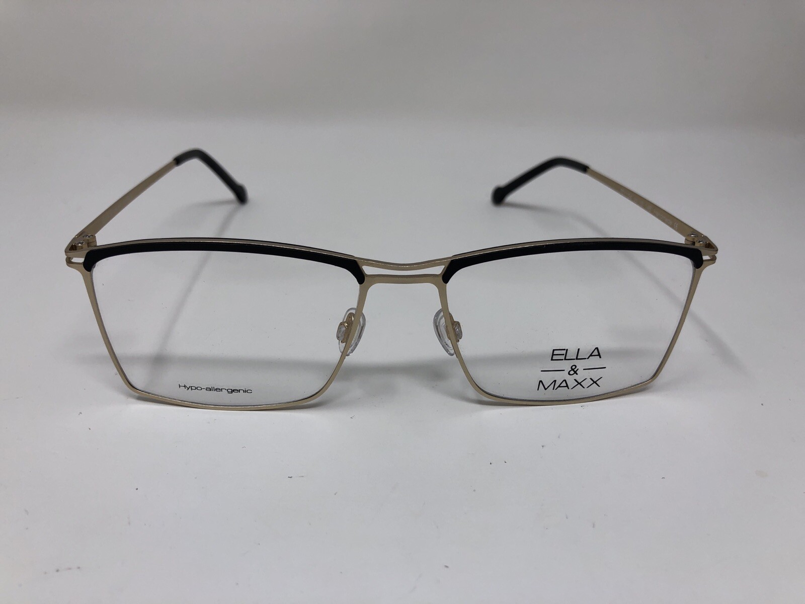 ELLA & MAXX EYEGLASSES frame 701154 16 56-17-145 Black Gold Metal Full ...