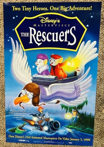 Vintage 1999 THE RESCUERS Disney Full-Size Movie Poster 40”x 25” VHS ...