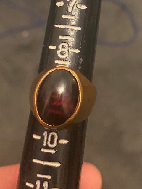 Vintage Men's BRASS & DEEP RED STONE RING ( Marked 18K) SIZE 9 1/2 | eBay