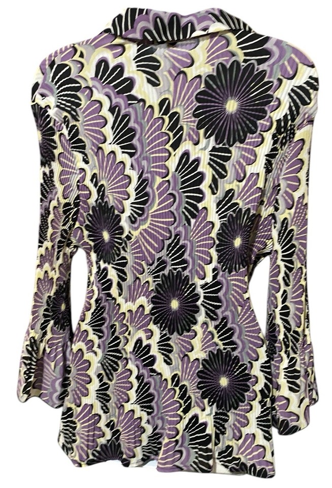 Notations Womens Floral Print Button-Up Blouse With Bell Sleeves 1X ...