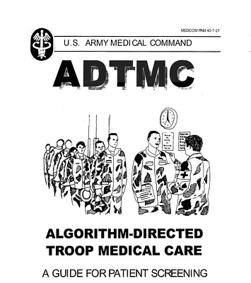 MEDCOM Pam 40-7-21 2006 PHYSICIAN ASSISTANT ALGORITHM TROOP MEDICAL ...