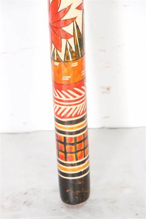 Hand Carved Wooden Cane Walking Stick Mexican Aztec Hand Painted Made ...
