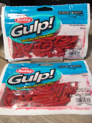 2 Packs Berkley Gulp Fishing Baits - 6" Extruded Bloodworms 1.2 Oz ...