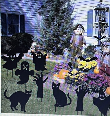 7 PACK Halloween Black Ghost Cat Yard Signs with Stakes, Halloween ...