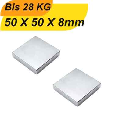 Neodym Magnet 50 x 50 x 8mm Supermagnete hohe Haftkraft Quadermagnet ...