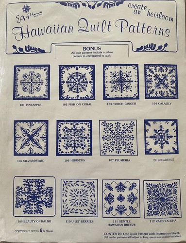 EA Elizabeth Akana Quilt Pattern GENTLE HAWAIIAN BREEZE King Queen ...