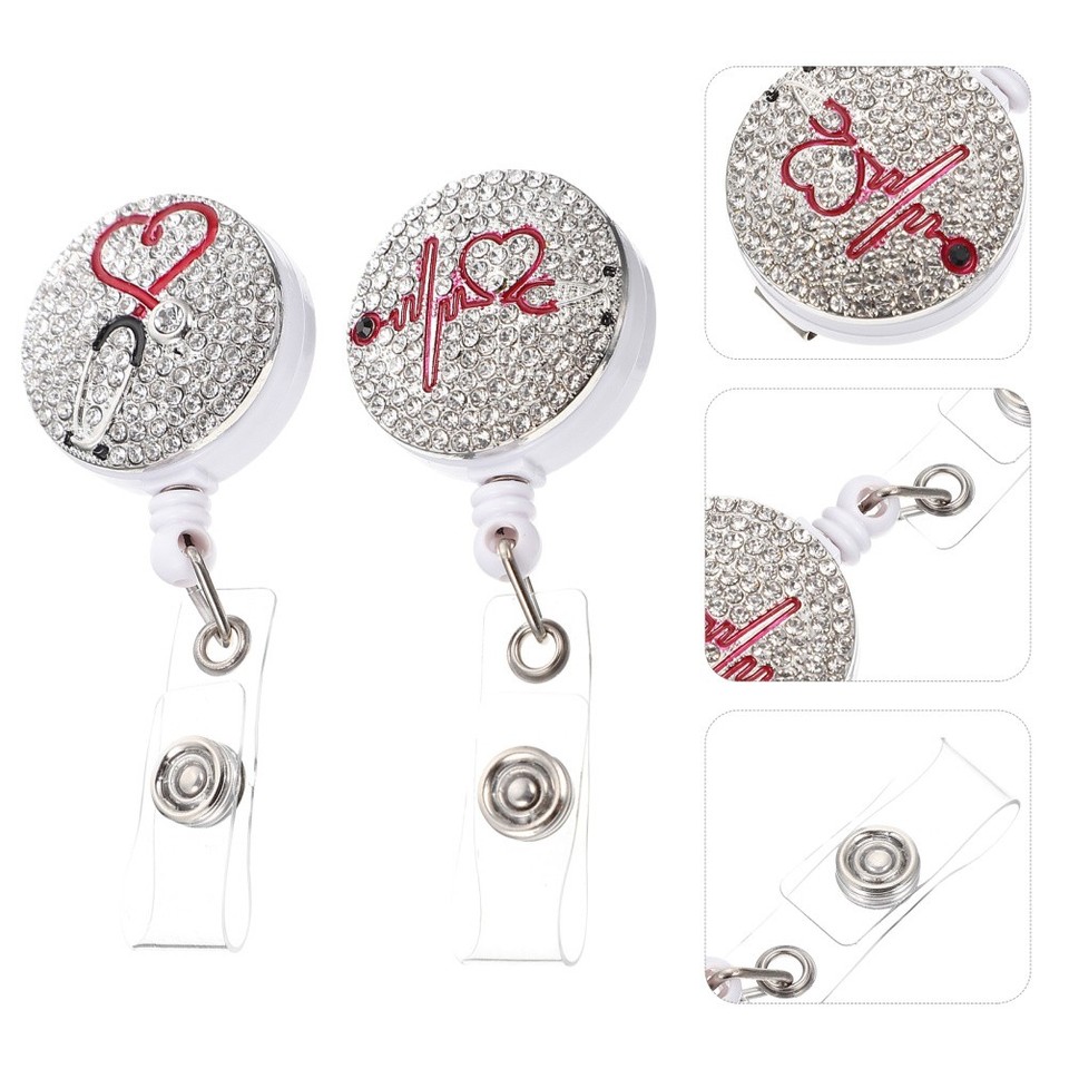 2Pcs Retractable Badge Reel Clip Key Chain Hanging Buckle Decorative ...