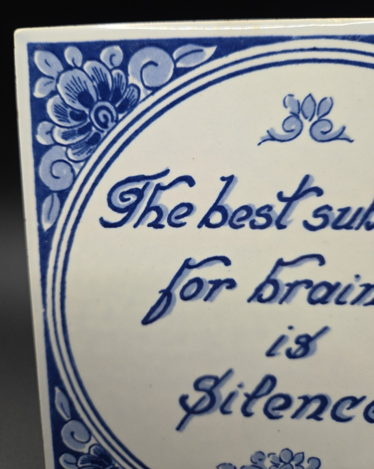Delft Blauw Hand Painted 6 x 6 Quote Tile Best Substitute for Brains is ...