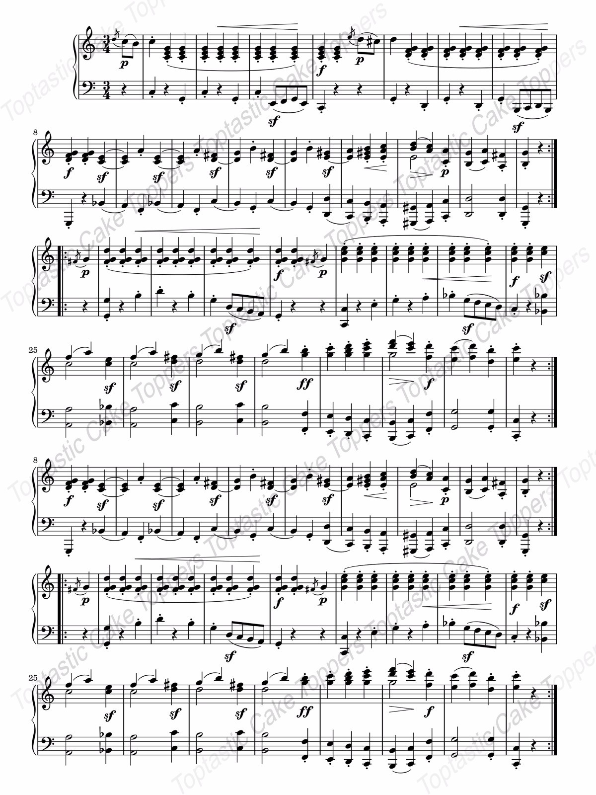 Sheet Music Notes Musician Stave Background Pattern Edible Icing Cake ...