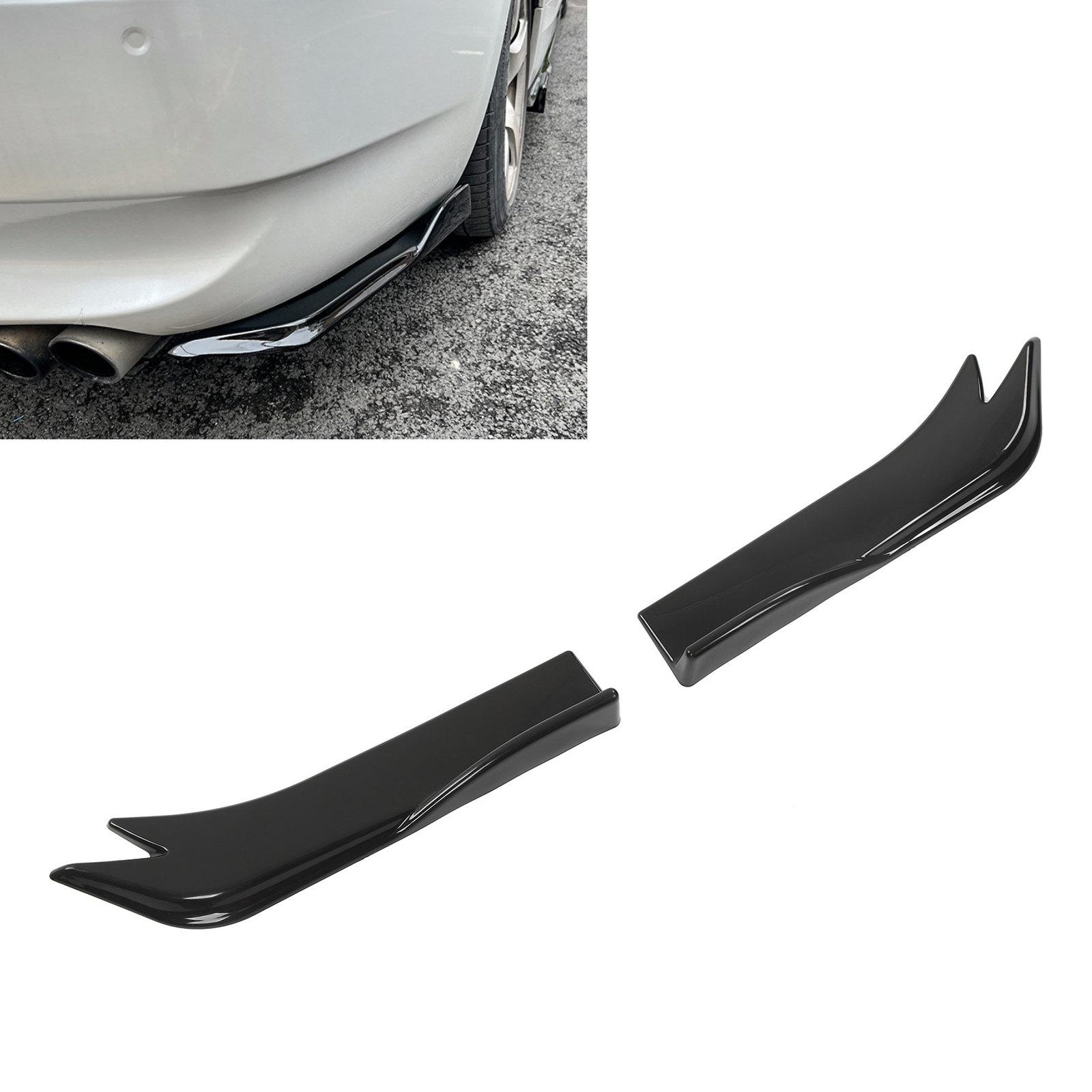 Hot Car 2Pcs Rear Bumper Corner Lip 45cm Glossy Black Hot Car Splitter ...