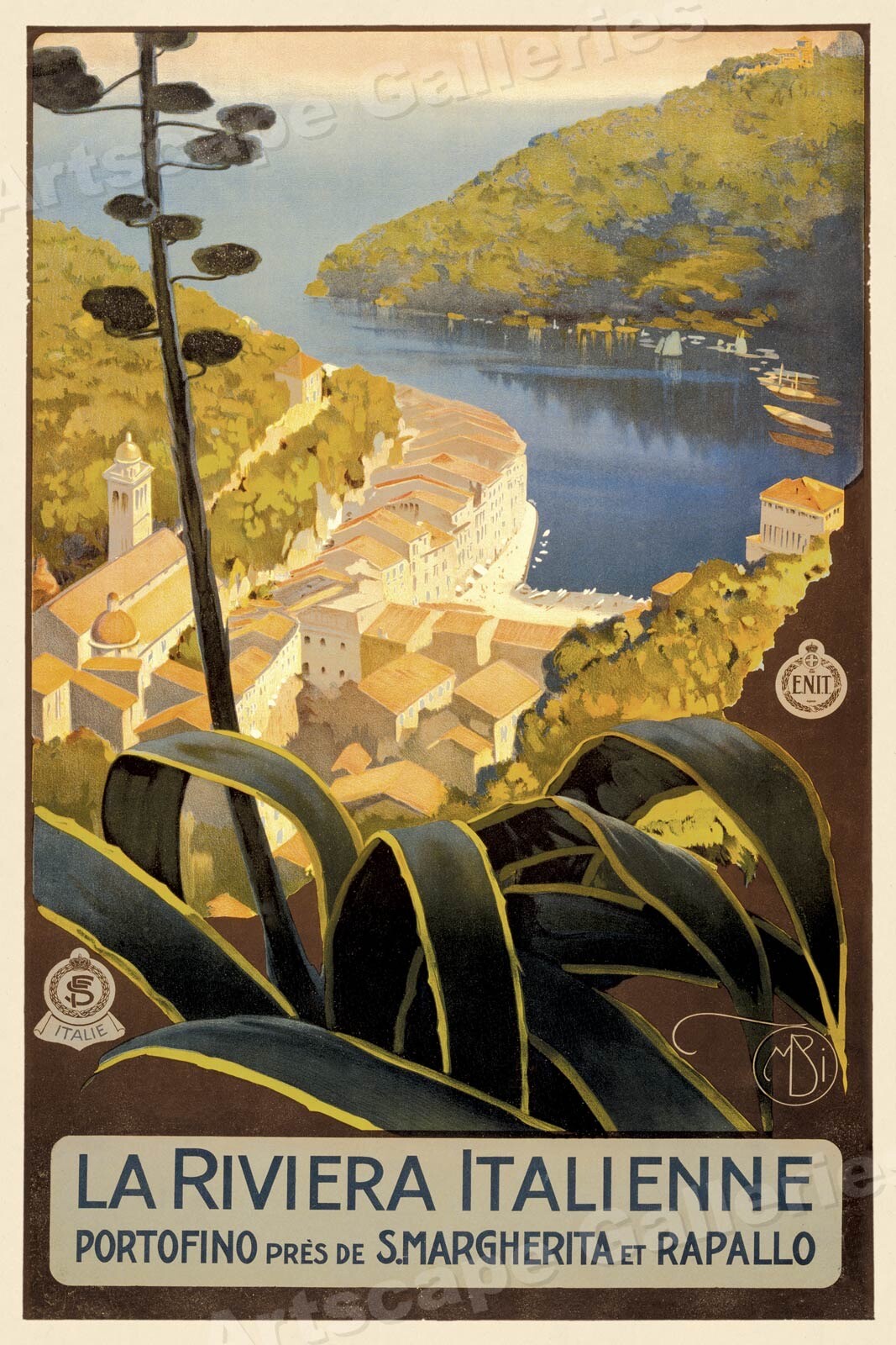 1920 La Riviera Italienne Vintage Style Italian Travel Poster Art Print ...