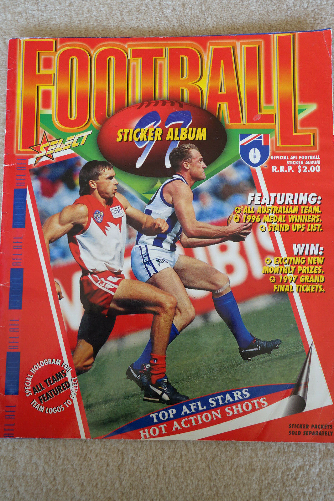 RARE 1997 AFL SELECT FOOTBALL STICKER BOOK - WITH MOUNTED STICKERS | eBay