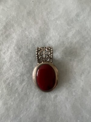z926 Vintage 925 Sterling Silver 18+ Red Jasper Pendant Rare Find | eBay