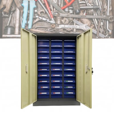 Metal Parts Storage Cabinet with Door 30 Large Drawers Storage ...