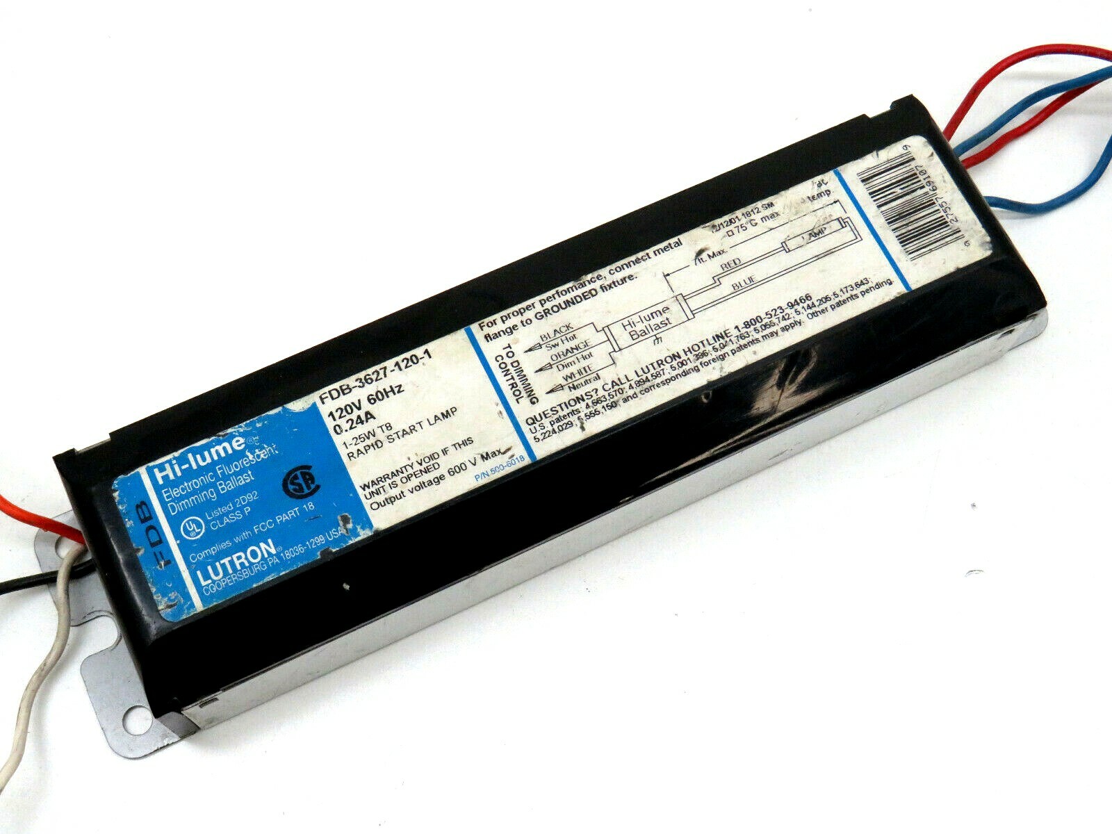 Lutron Hi-lume Fdb-3627-120-1 Electronic Fluorescent Dimming Ballast ...