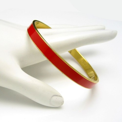 MONET Vintage Bangle Bracelet Bright Red Enamel Gold Plated Mod Design ...