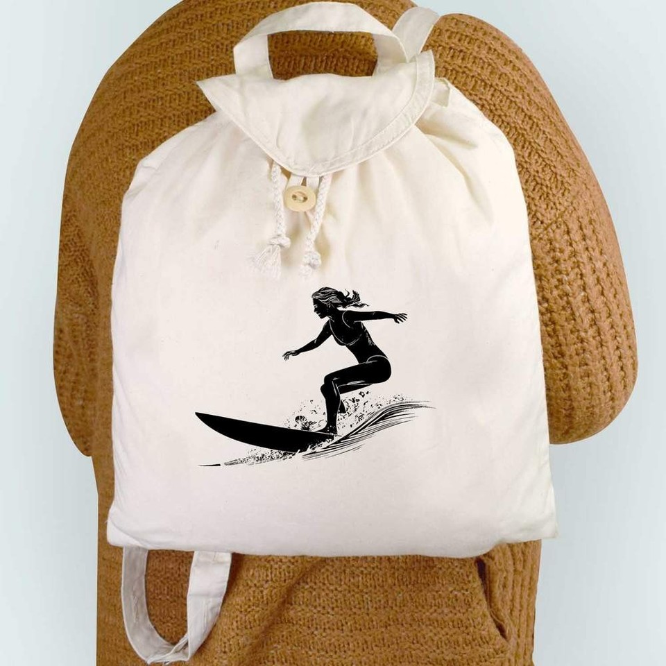 'Female Surfer ' Canvas Rucksack / Backpack (RK00042640) | eBay UK