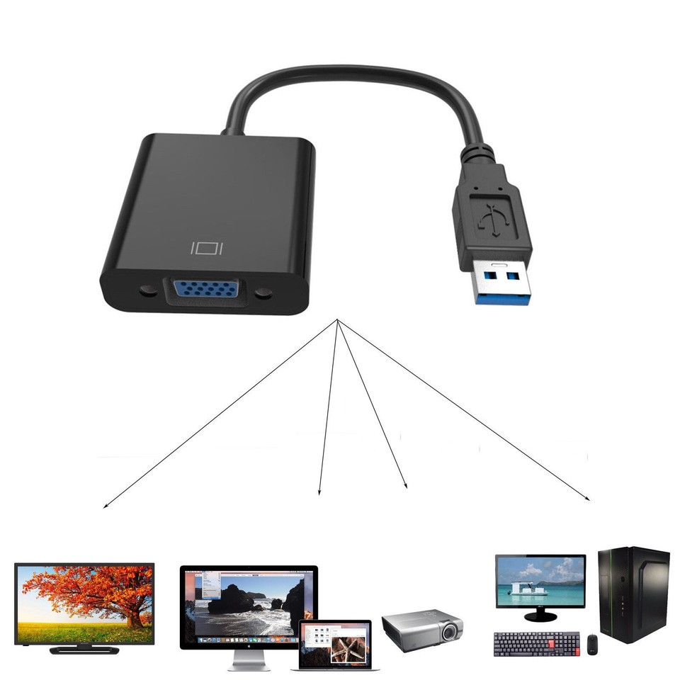 USB 3.0 to VGA Adapter External Graphic Card Video Converter Cable For ...