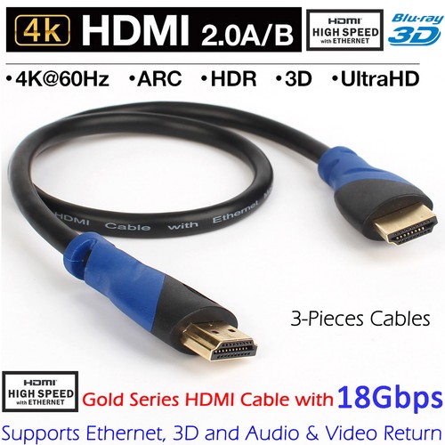 50cm HDMI Cable 2.0a/b, 2.0, 1.4a Ultra HD,4K,3D,Full HD,1080p,HDR,ARC+ ...