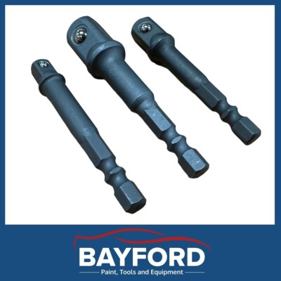 IMPACT GUN SOCKET ADAPTOR - 3 PCE EXTRA LONG 1/4" - 3/8" - 1/2" DRIVE ...