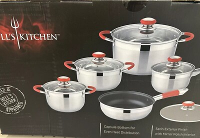 Gordon Ramsay Hells Kitchen 10 Pc Stainless Steel Pot And Pan Set NEW ...
