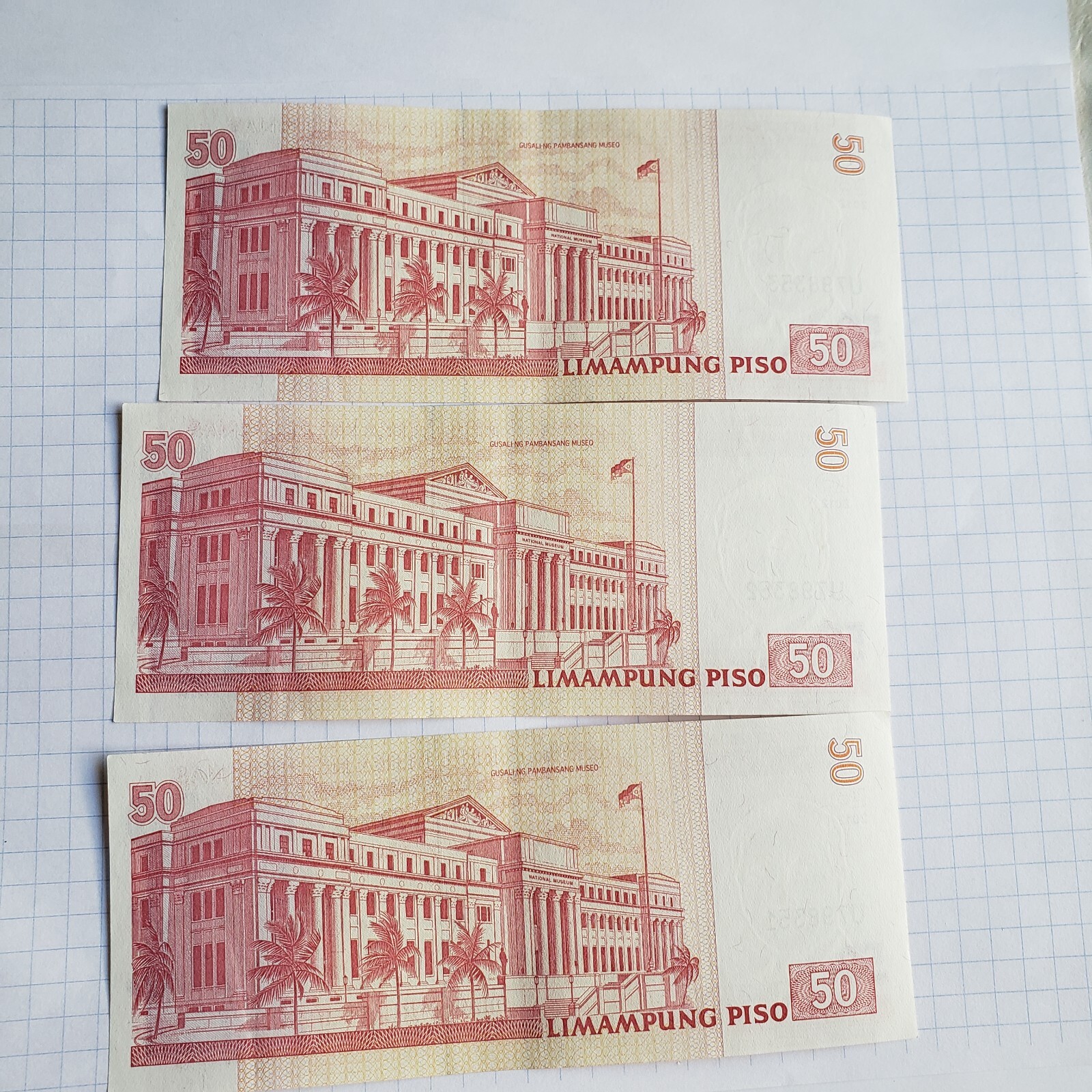 Philippines 2012 50 Piso with Consecutive Serial Series Total Of 3 ...