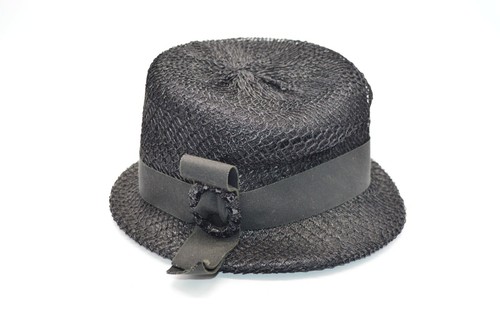 Cherry and Webb Mid Century Black Straw Ribbon Sunday Dress Hat | eBay