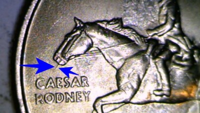 1999-P Delaware Quarter Spitting Horse circulated plus struck through ...