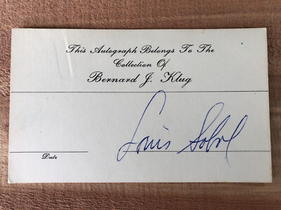 Louis Sobol Columnist Broadway Show business Autograph Signature Signed ...