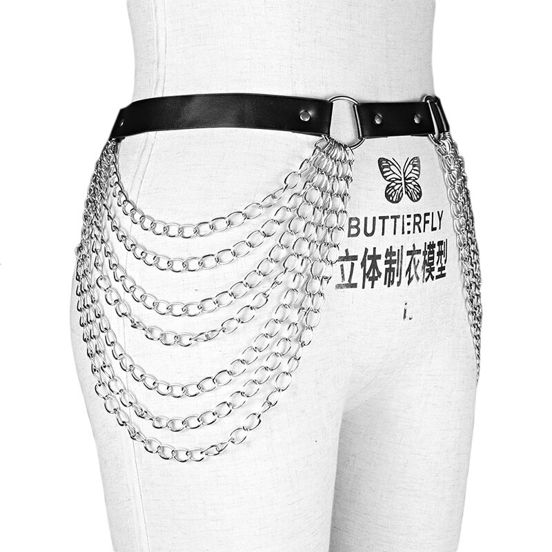 Leather Gothic Woman Garter Belts Chain Nightclub Dance Costume Waist ...