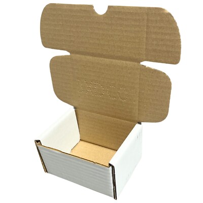 White Compact Diecut Postal Cardboard Boxes 4 x 3 x 2.5" SW | eBay UK