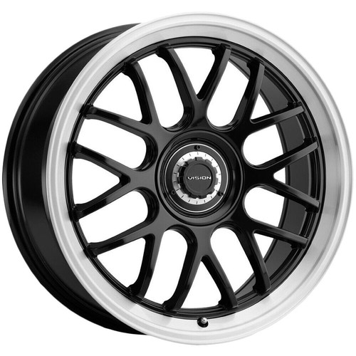 Vision 478 Alpine 16x8 5x4.5 38 Black Brushed Lip Wheels(4) 73.1 16 ...