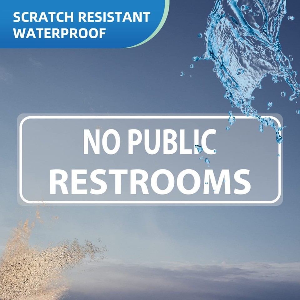 No Public Restrooms Sign Sticker 9x3 Inch Vinyl Window Door Signs ...