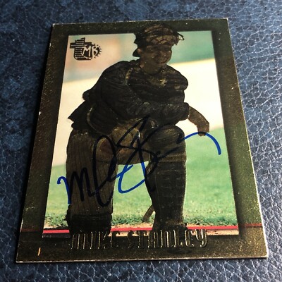 Mike Stanley #77 Signed 1995 Topps Embossed GOLD MLB Baseball Card ...