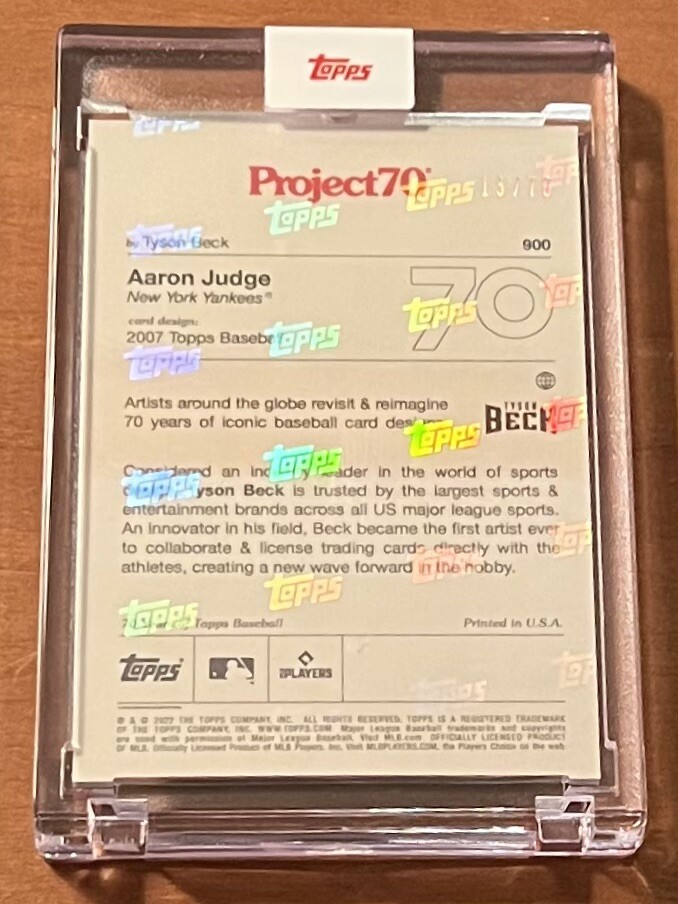2021 TOPPS PROJECT 70 CARD #900 AARON JUDGE RAINBOW FOIL # 13/70 BY ...