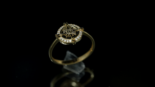 14K Solid Gold Compass Ring, Direction Ring, Handmade Compass Ring | eBay