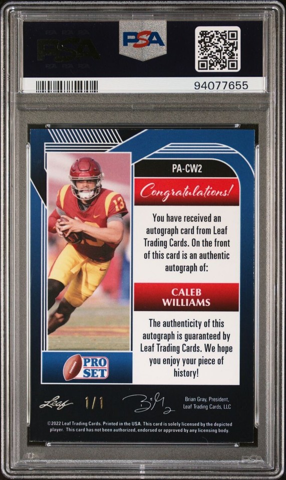 2022 Leaf Pro Set Metal Caleb Williams Gold Prismatic Rookie PSA/DNA 10 ...