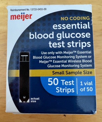 Meijer NO CODING Essential Blood Glucose Diabetes Test Strips 50 CT EXP ...