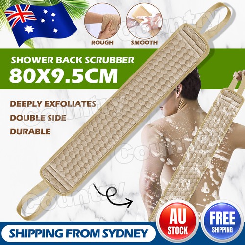 Exfoliating Bath Scrubber Shower Back Strap Loofah Spa Body Skin Brush ...
