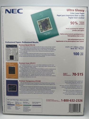 NEC 8.5x11 Ultra Glossy Color Laser Paper # 70-515 | eBay