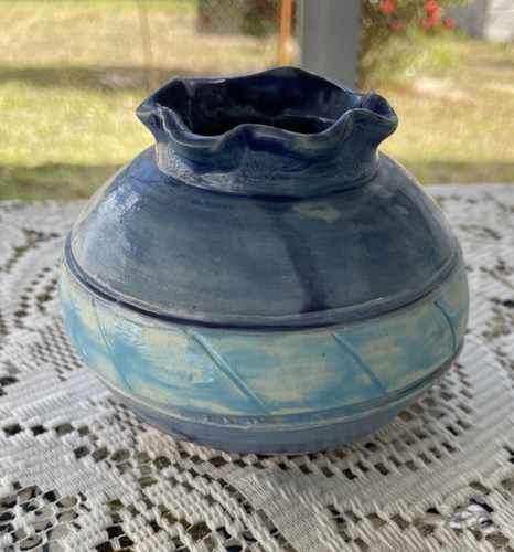 Vintage JT Pottery Vase Small 4 Inch Matte Blue Glaze | eBay
