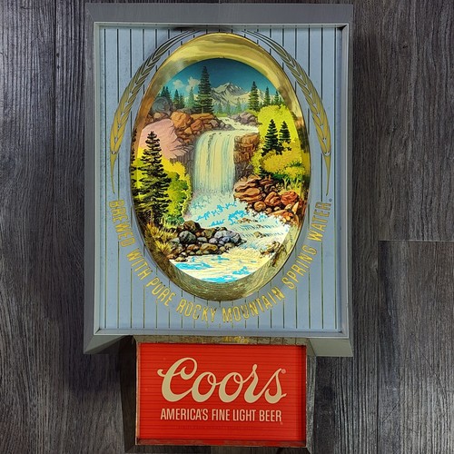 Coors Waterfall Lighted Beer Sign Vintage Wall Hanging Man Cave Nature ...