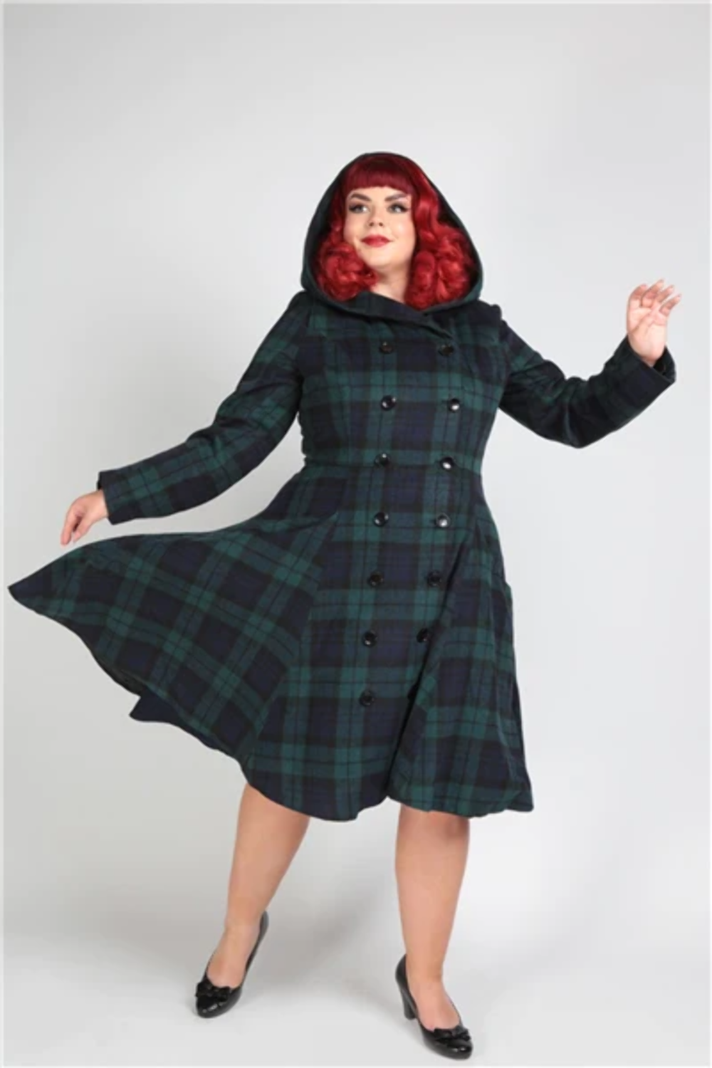 Heather Blackwatch Check Swing Coat Collectif 18 20 22 Tartan Vintage ...