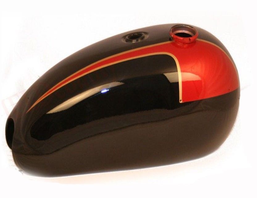 Fuel Tank Bonnie Black Red Painted Fits Triumph T140 Bonneville 73 - 78 ...