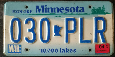 Minnesota License Plate 2004 tabs 030-PLR Embossed Galvanized Steel | eBay