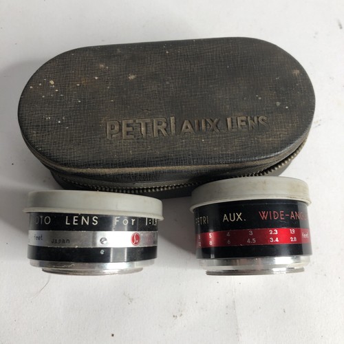 Set Vintage Petri Aux Lens Wide Angle & Telephoto 1:2.8 4.5cm Camera W ...