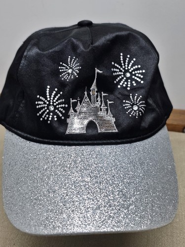 Disney Parks Womens Cinderella Castle Bling Baseball Cap HAT fireworks ...