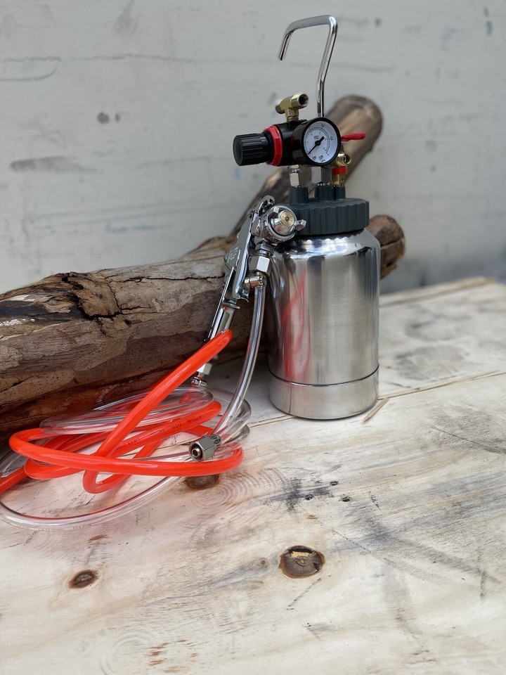 2 Quart Spray Canister Tank w/ Regulator Spray Painting Gun 6ft air ...